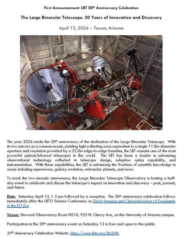 LBT 20th Anniversary Celebration | Mount Graham International Observatory